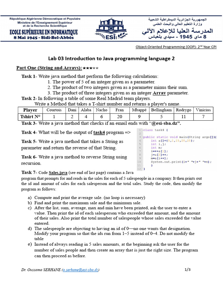Lab 03 | PDF | Method (Computer Programming) | Object Oriented Programming