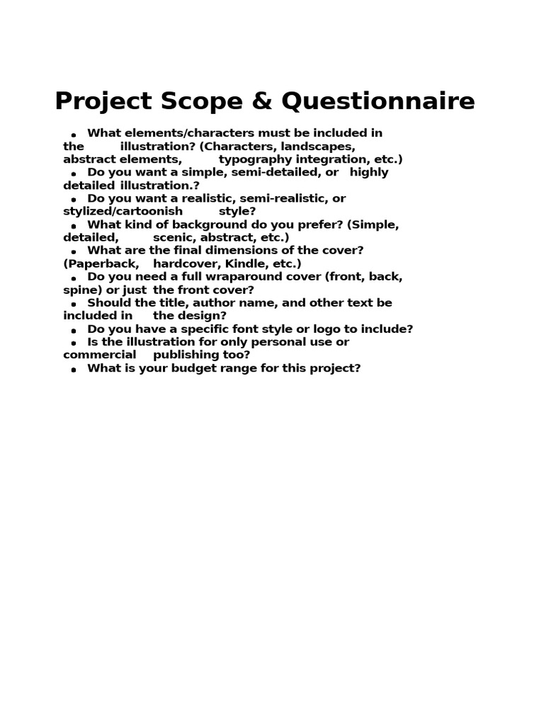 Questionnaire For The Cover PDF | PDF