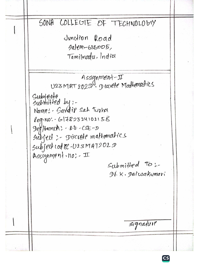 Sandip Math Assignment 2 | PDF