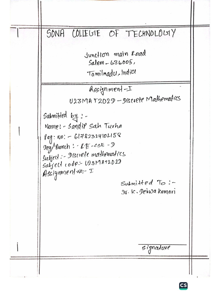 Assignment 1 Math Sandip | PDF