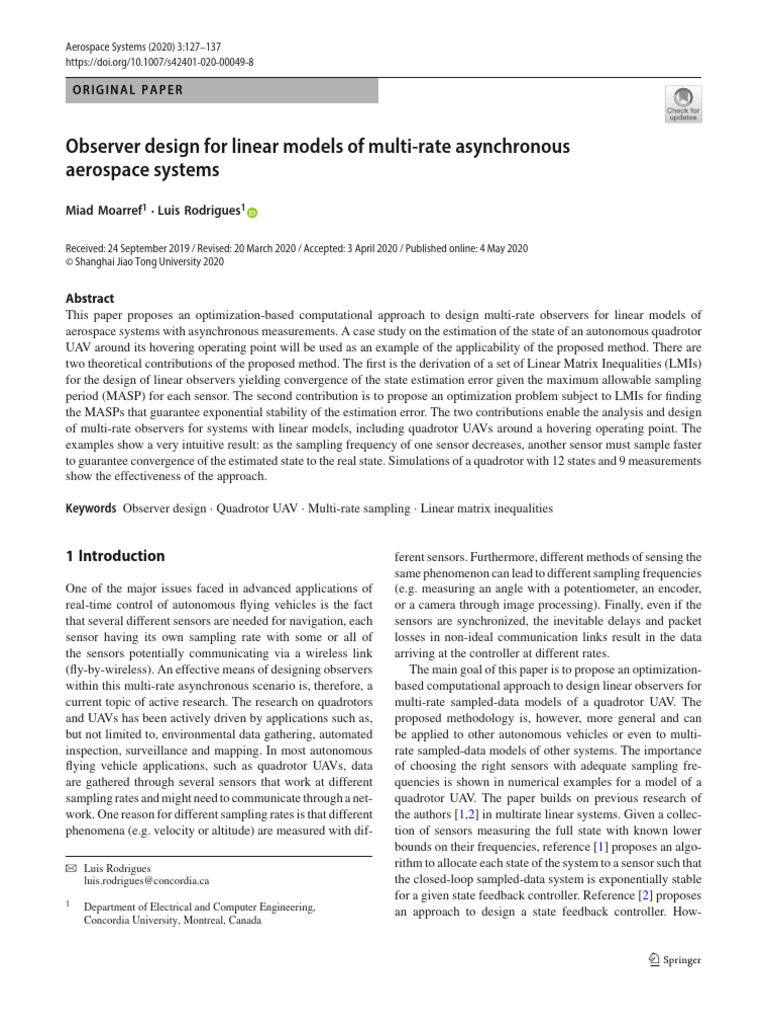 Observer design for linear models of multi-rate asynchronous aerospace ...