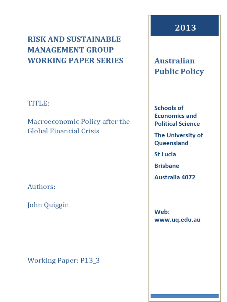 Macroeconomic Policy Responses To Global Crises Pdf Government