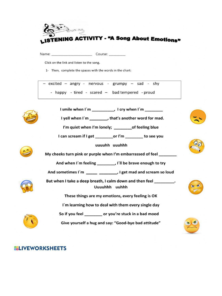 Worksheet About Emotions | PDF