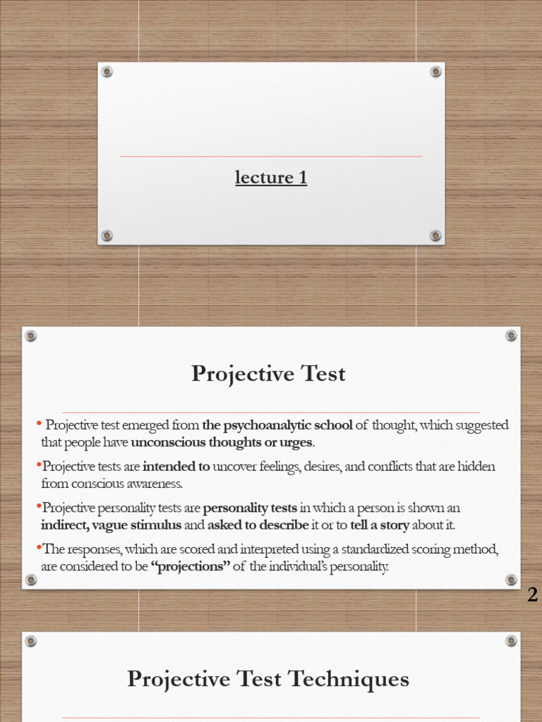 Lecture 1 Projective Tests Scales | PDF | Neuroscience | Psychological ...