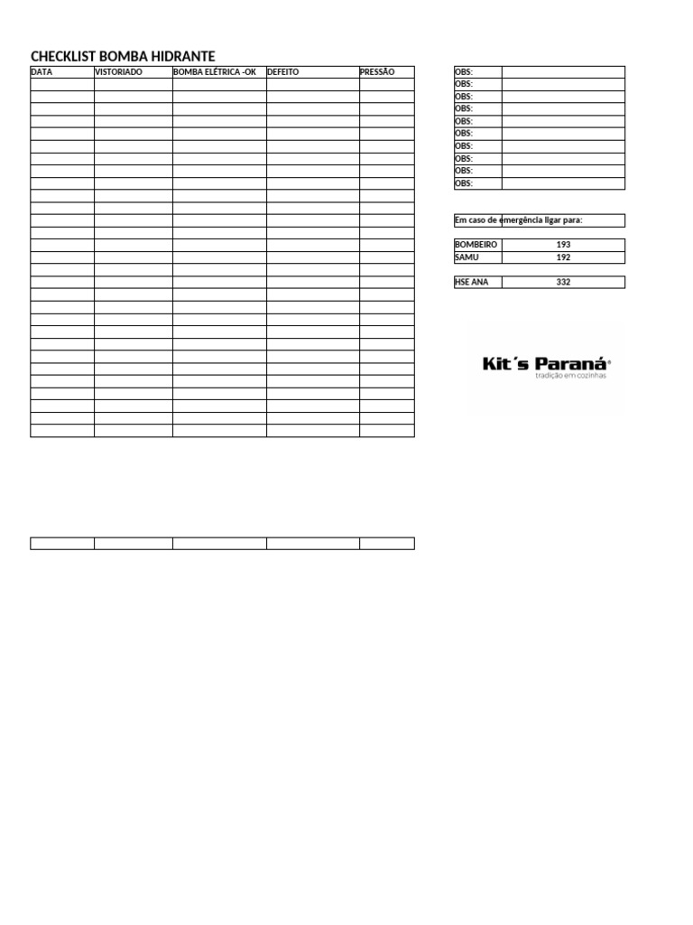 Checklist Bomba Hidrante | PDF