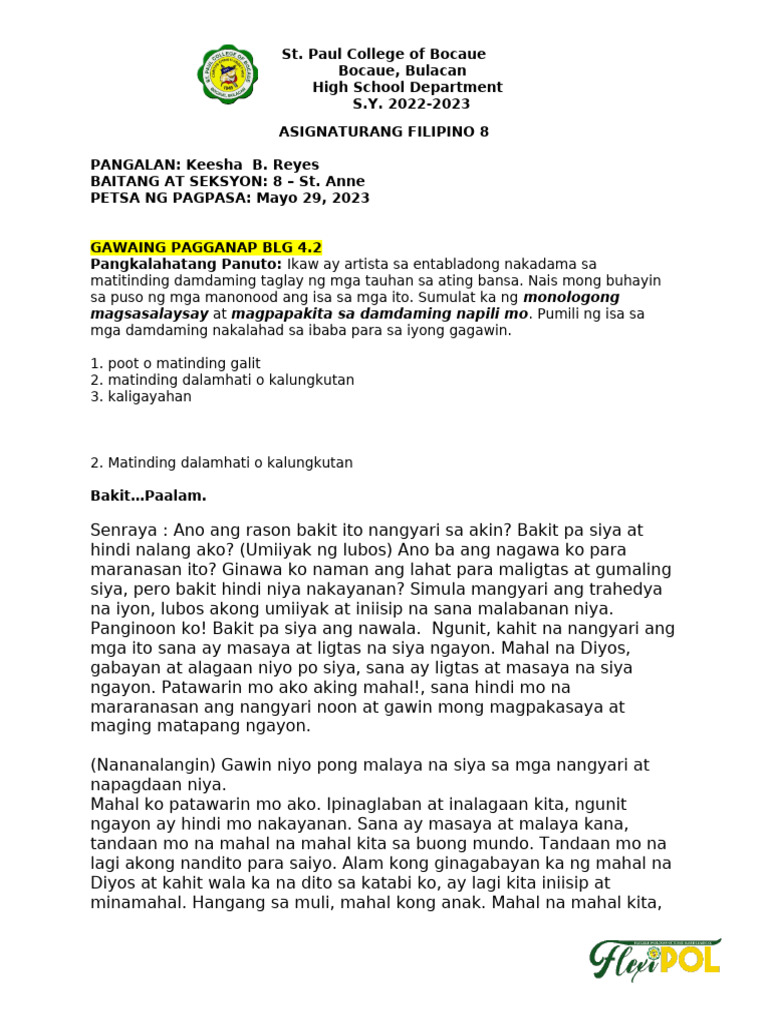 Filipino Monologue | PDF