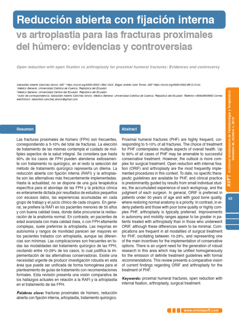 Tratamiento de fracturas de húmero: RAFI vs artroplastia | PDF ...