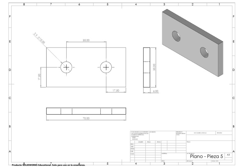 Plano de Pieza 5 en SOLIDWORKS | PDF