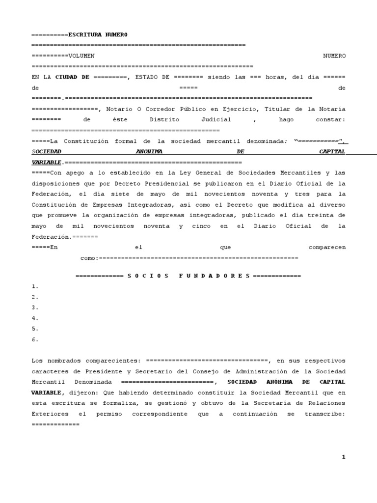 Formato de Acta Constitutiva