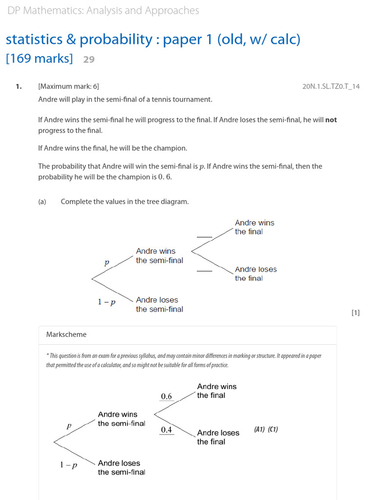 Statistics & Probability - Paper 1 (Old, W - Calc) | PDF | Mathematics