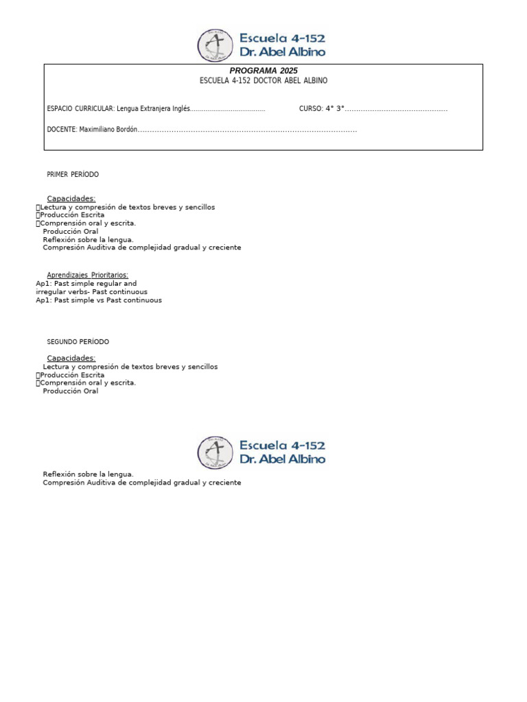 Programa 4°3° 2025 Albino | PDF