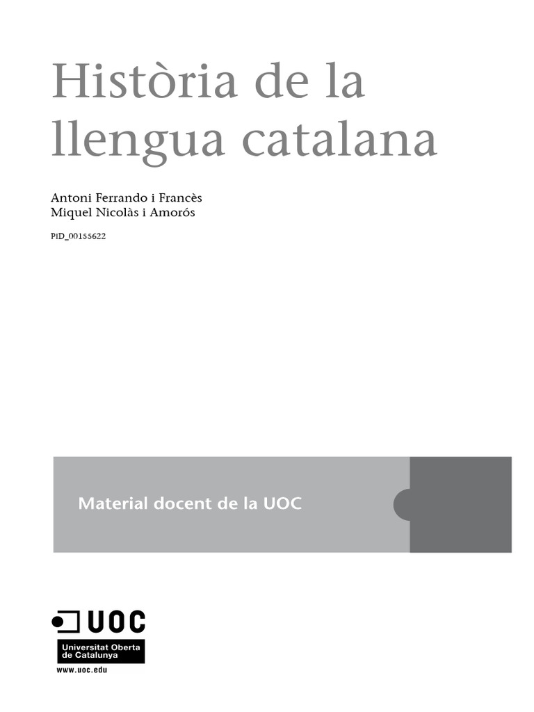 Història de la llengua catalana_Portada | PDF