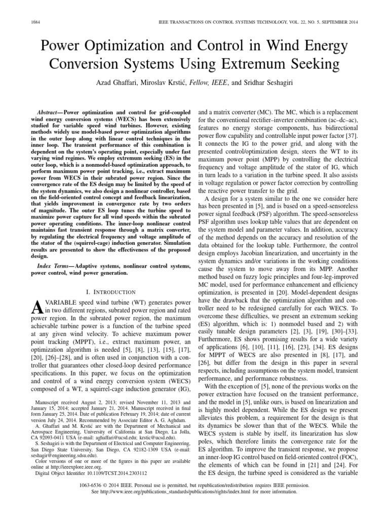 (2014 Krstic) Power Optimization and Control in Wind Energy Conversion ...