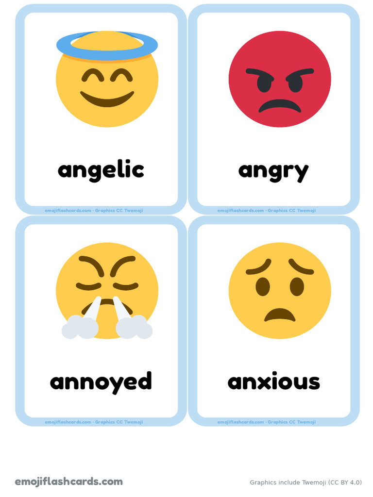 Us English Feelings Medium A4 Flashcards | PDF