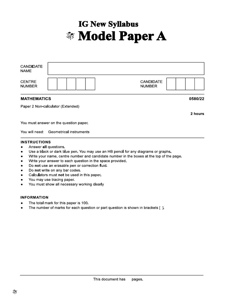 Model A - No Calculator - Paper | PDF