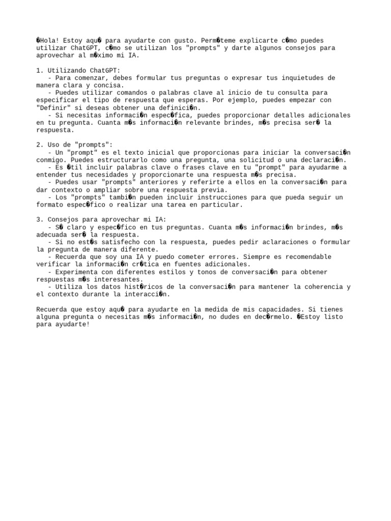 Guía para usar ChatGPT y sus prompts | PDF