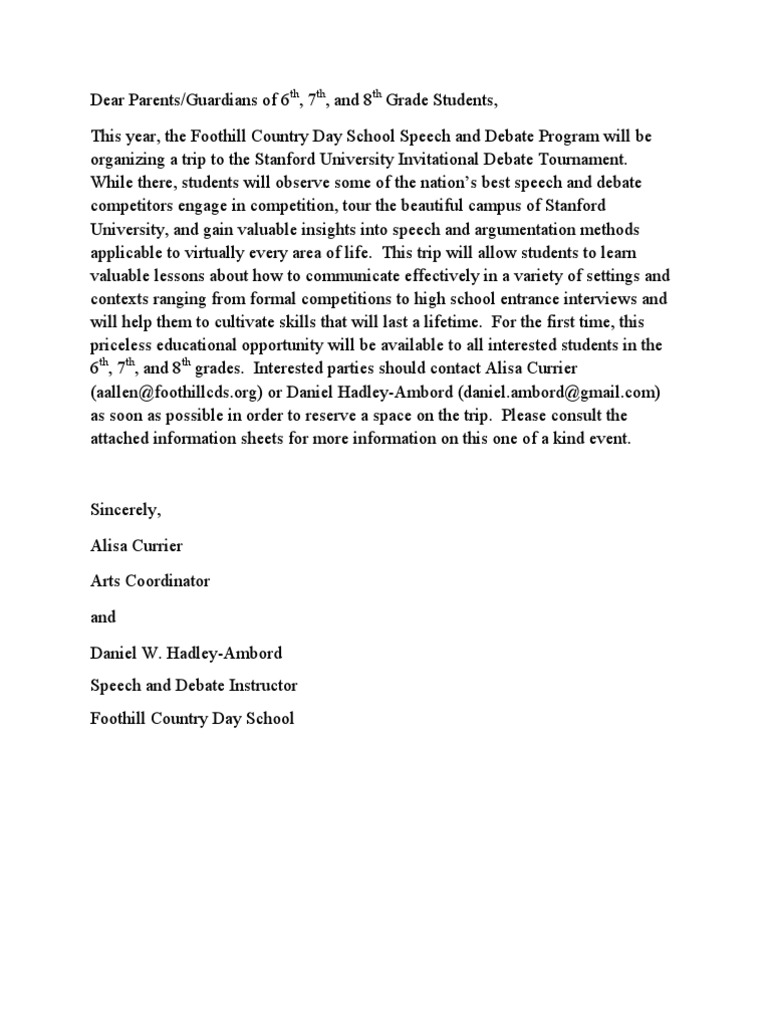 Stanford Invitational Speech and Debate Tournament Invitation and ...