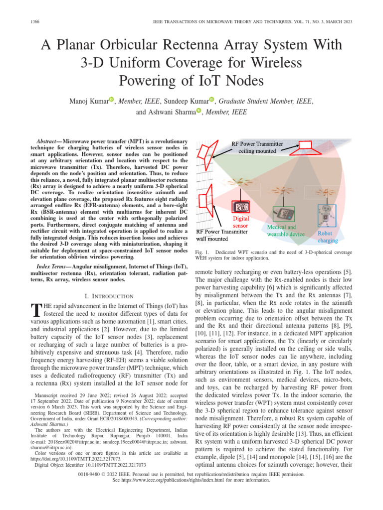 A Planar Orbicular Rectenna Array System With 3-D Uniform Coverage For ...