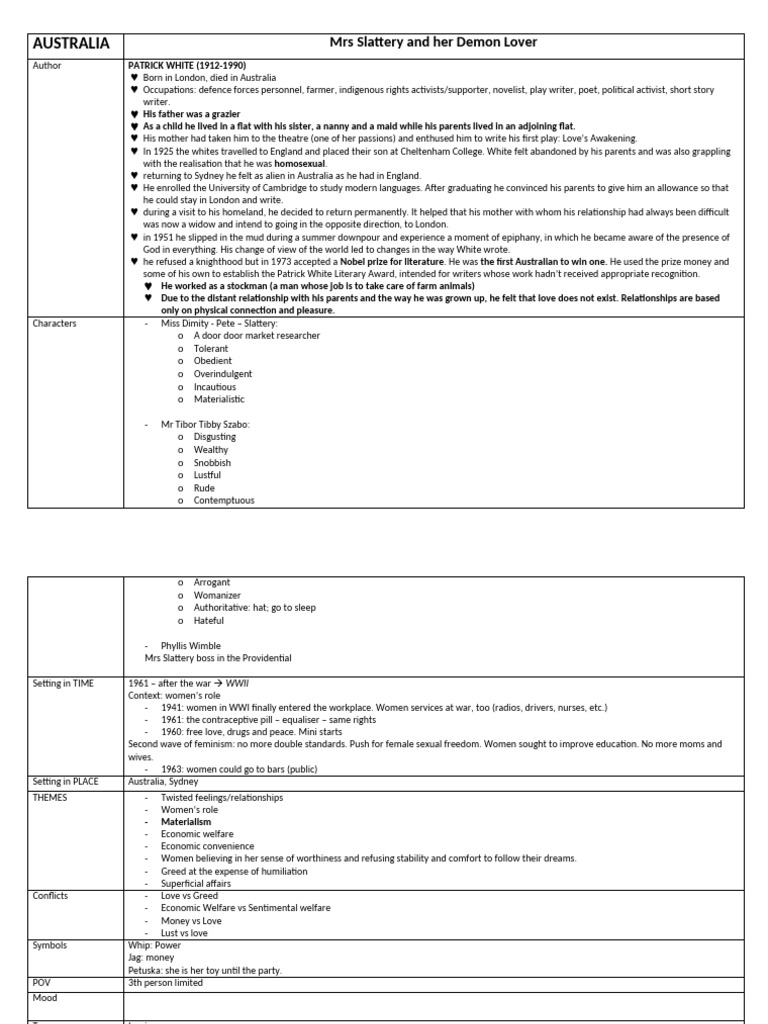Mrs. Slattery's Demon Lover Analysis | PDF