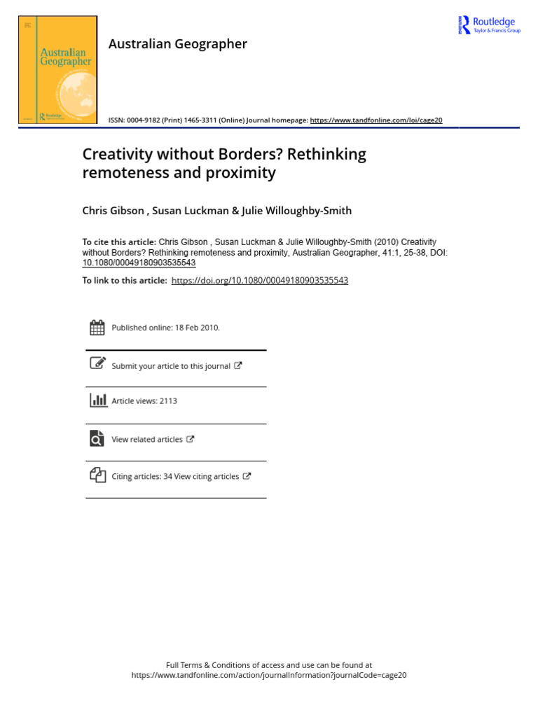 Creativity Without Borders Rethinking Remoteness and Proximity | PDF | Australia | Indigenous ...