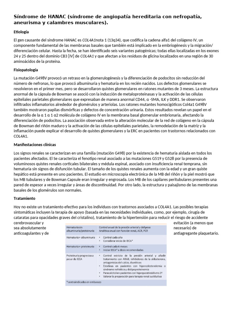 Síndrome de HANAC (Síndrome de Angiopatía Hereditaria Con Nefropatía ...