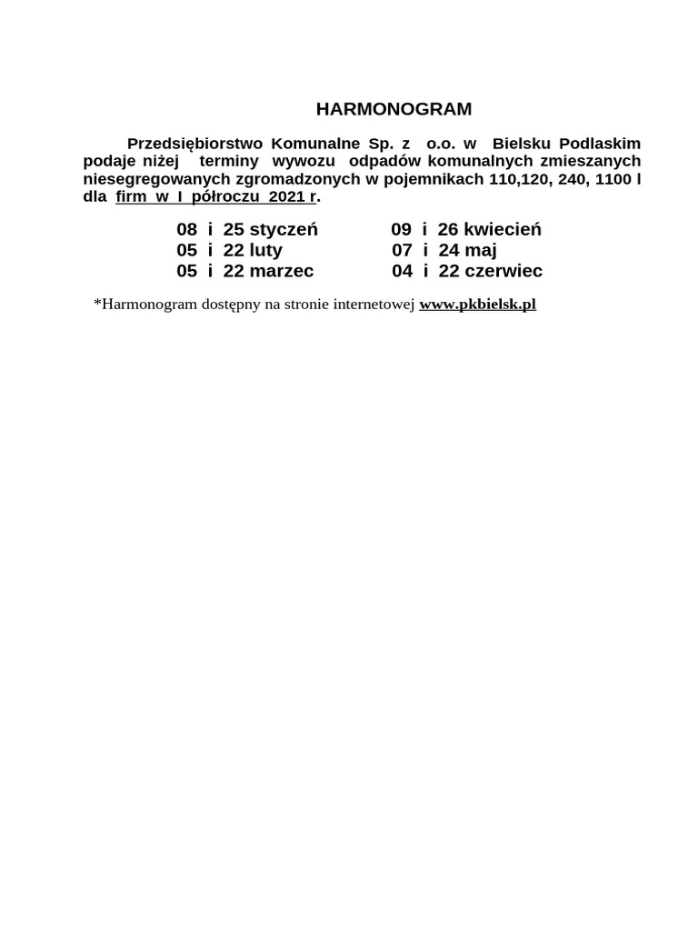 2021 Harmonogram Firmy I Vi | PDF