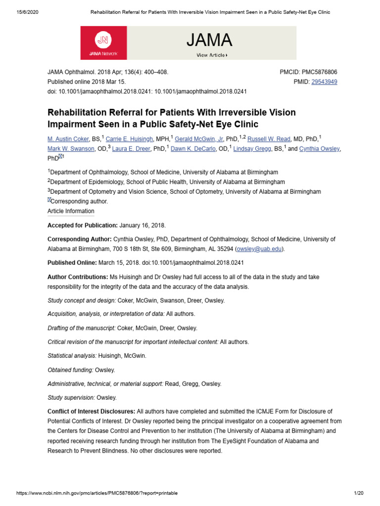 Rehabilitation Referral For Patients With Irreversible Vision ...