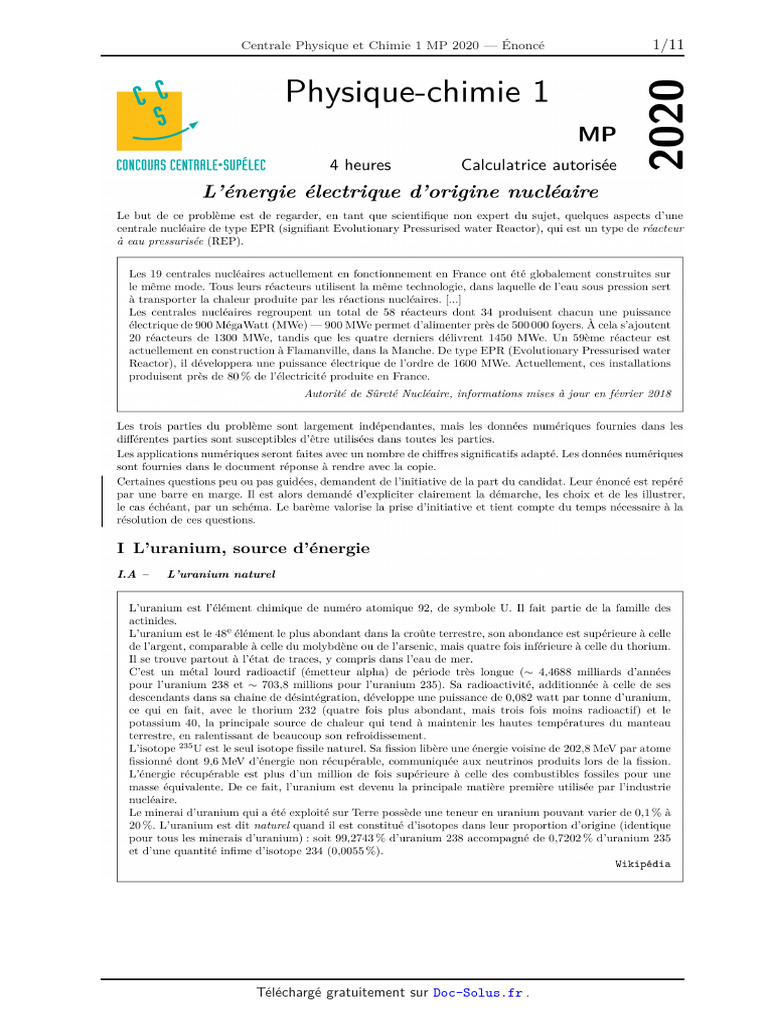 Centrale MP 2020 | PDF