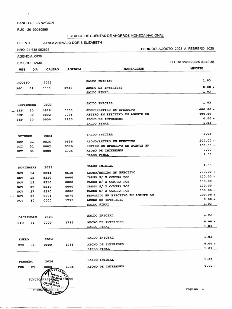Estado de Cuenta de Doris Ayala Arevalo | PDF