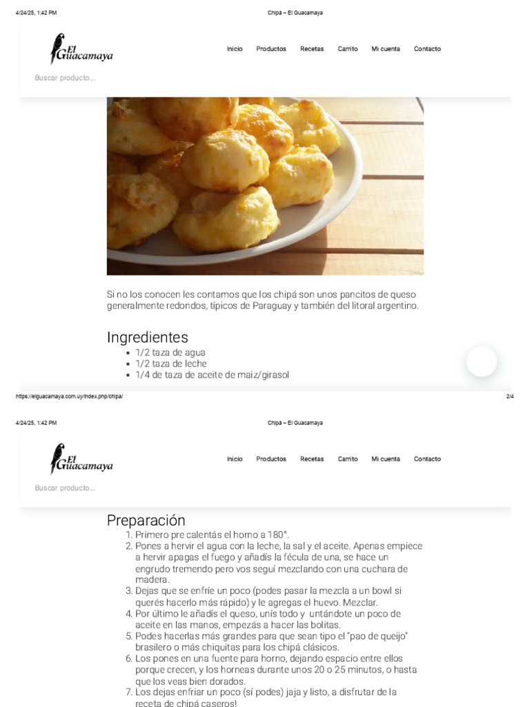 Chipá – El Guacamaya | PDF | Cocinando | Cocina