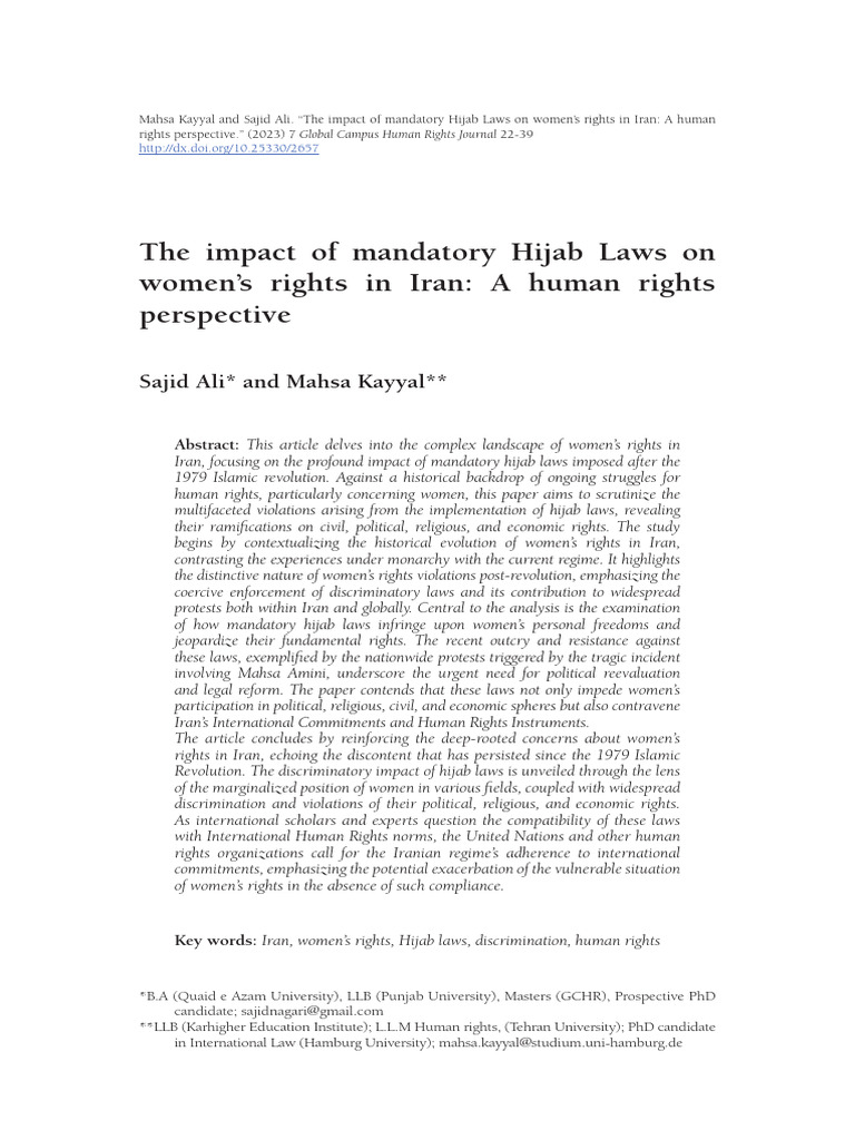 Mandatory Hijab Law in Iran (Impact) | PDF | Hijab | Tourism
