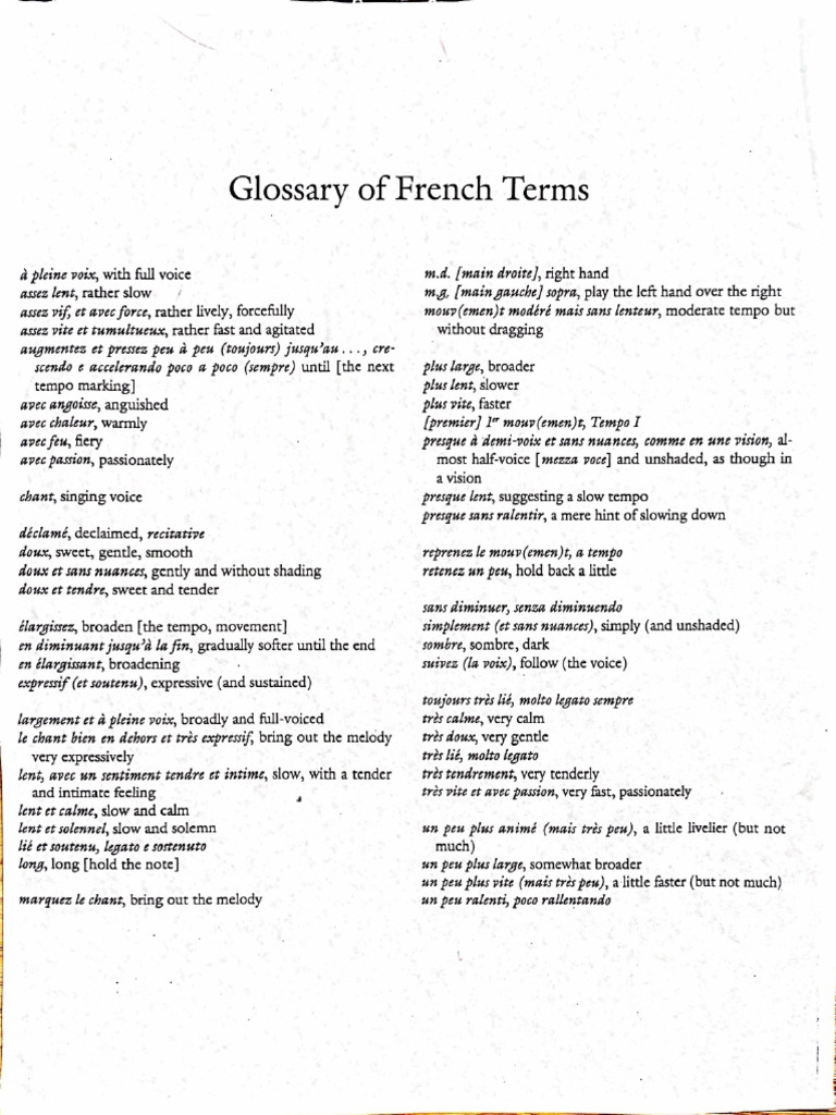 Glossary of French Terms | PDF