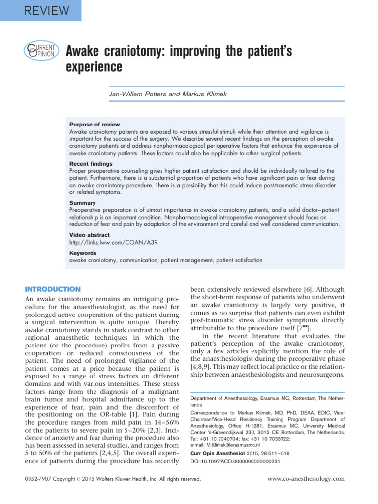 Awake Craniotomy Improving the Patient s.6 (1) | PDF | Noise | Benzodiazepine
