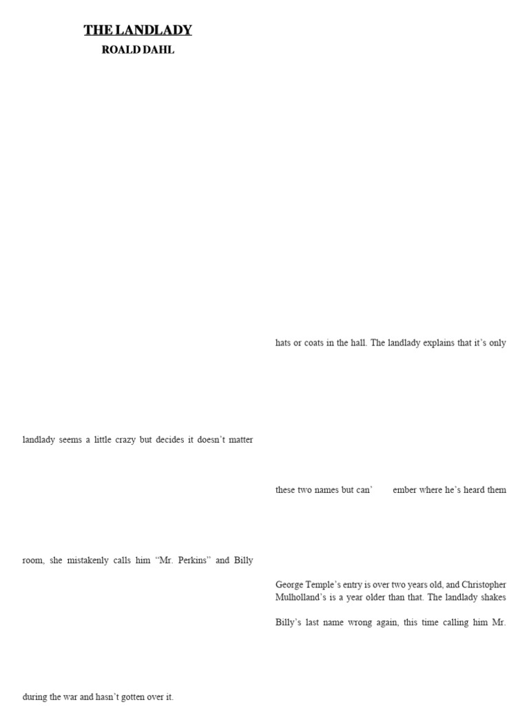 THE LANDLADY - Revision | PDF