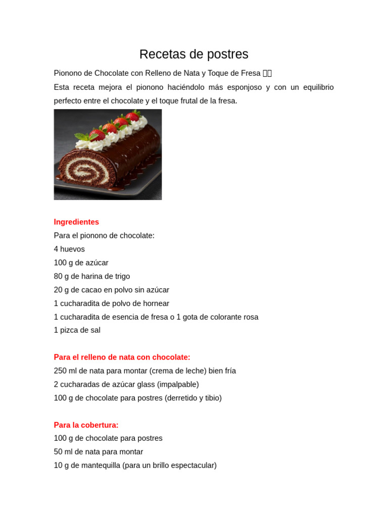 Recetas de Postres | PDF | Crema | Chocolate
