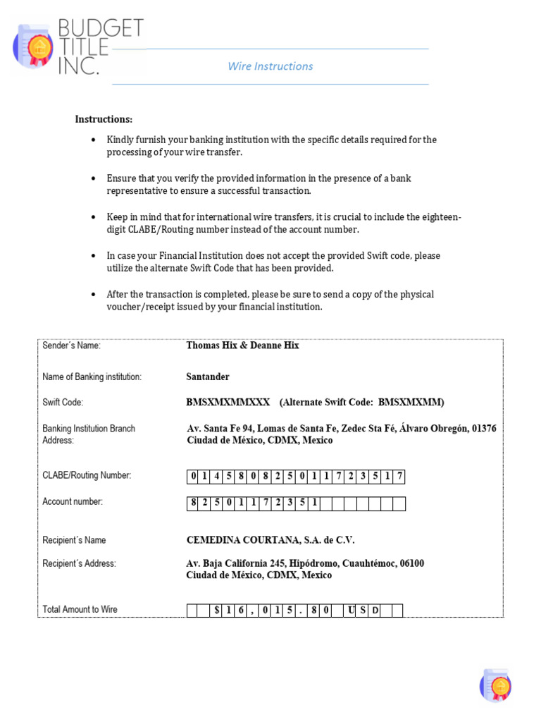 Wire Instructions For Permit To Conduct Bussiness | PDF