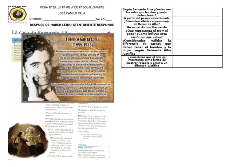 FICHA 25 BERNARDA ALBA | PDF