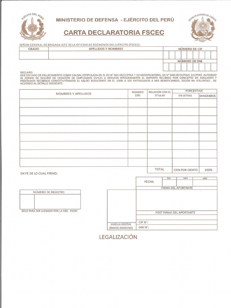 Carta Declaratoria Fscec | PDF