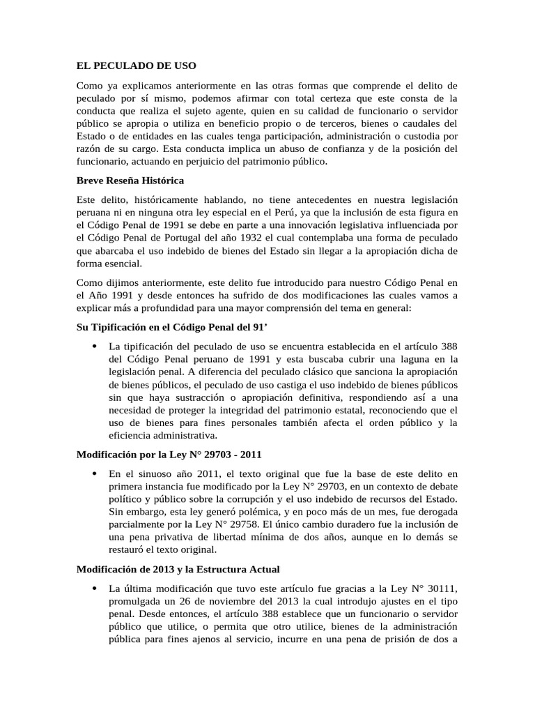 EL PECULADO DE USO | PDF | Castigos | Derecho penal