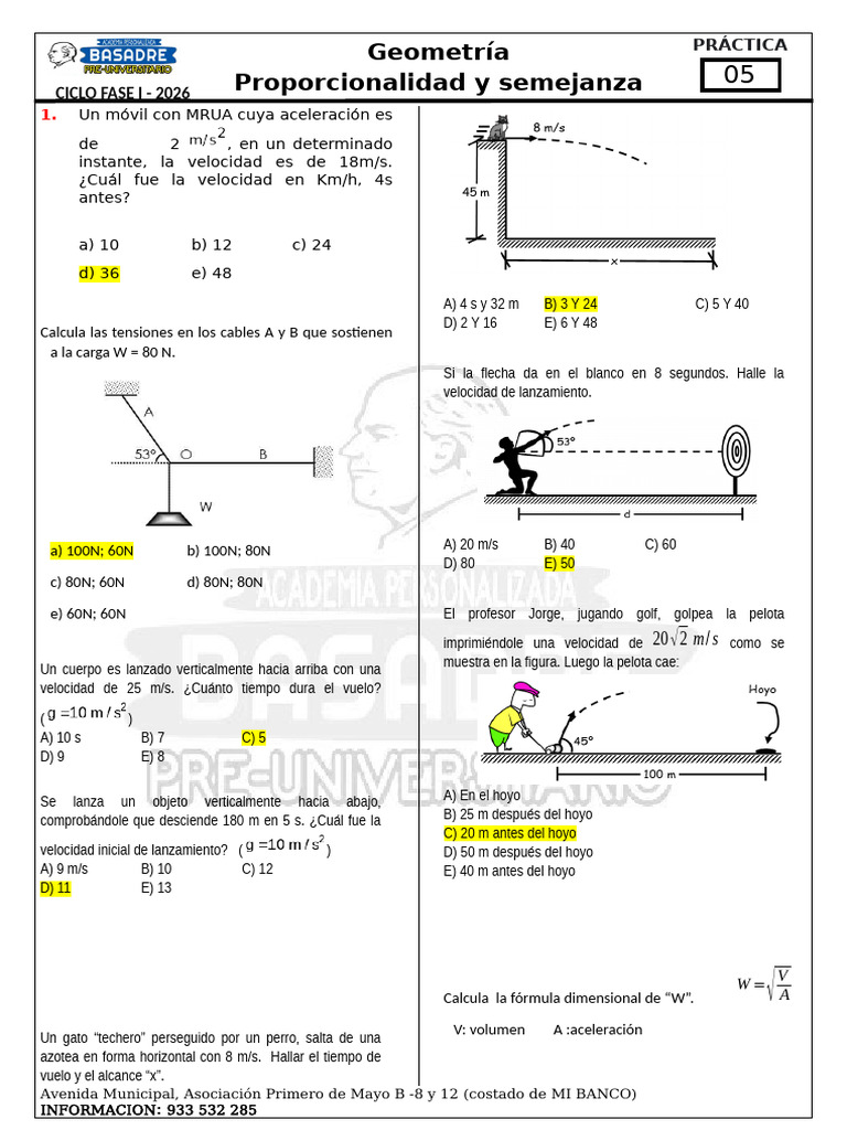 Examen FISICA | PDF | Movimiento (física) | Fenomeno fisico