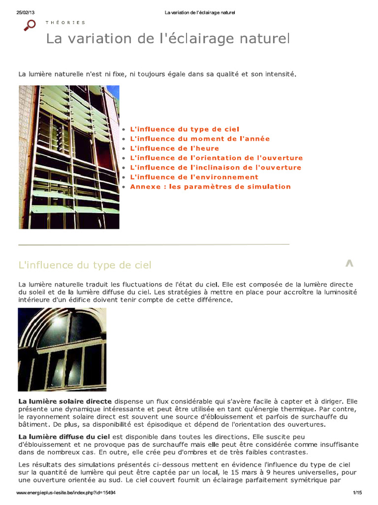 La Variation de L'éclairage Naturel | PDF