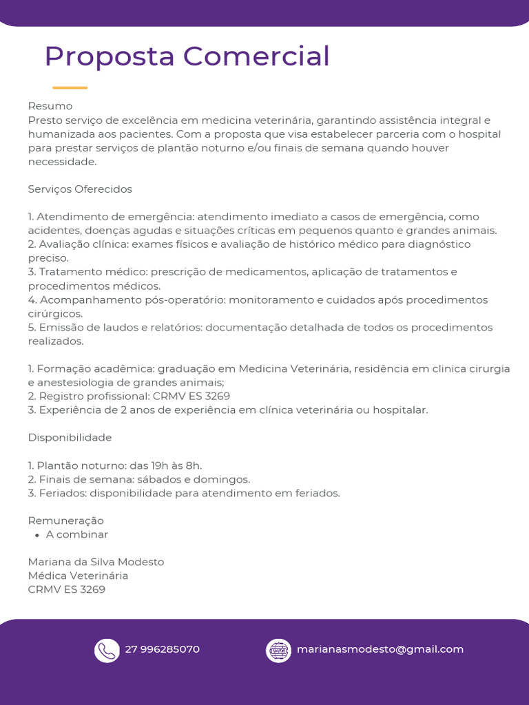 Modelo de Proposta Comercial Roxo PDF | PDF