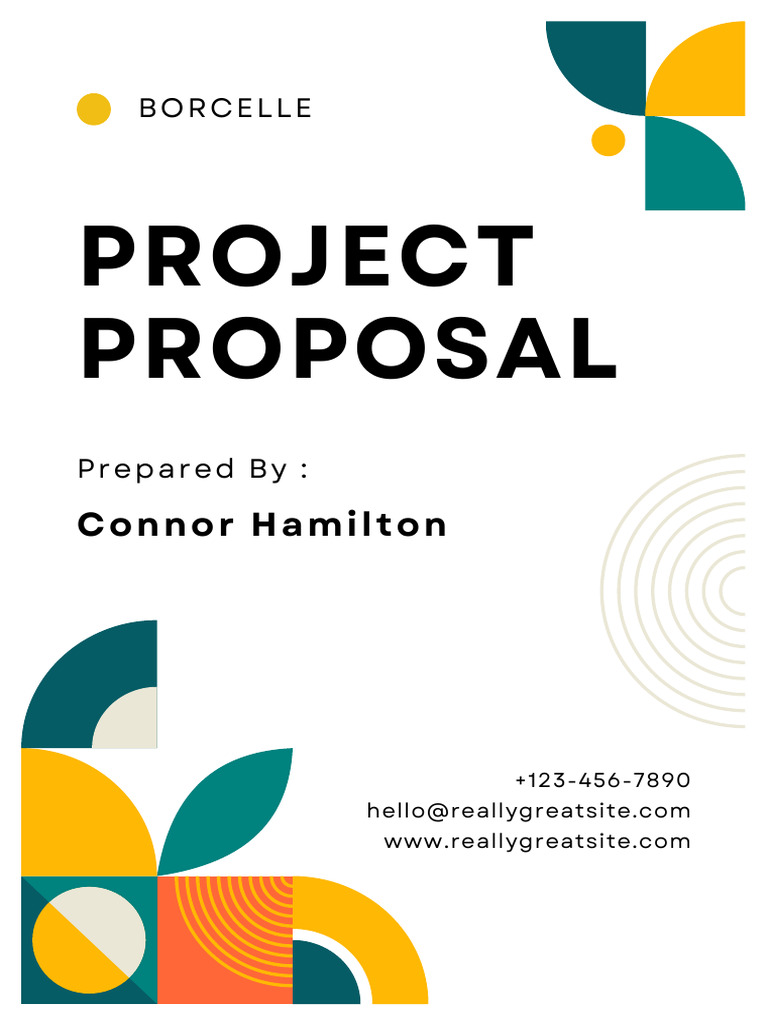 White Green Yellow Modern Geometric Project Proposal Cover A4 | PDF