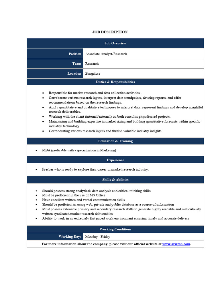 Associate Research Analyst Overview | PDF