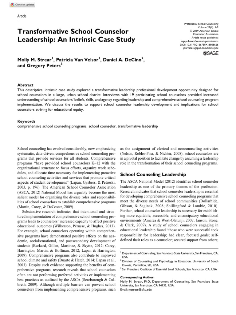 Transformative School Counselor Leadersh | PDF | School Counselor ...