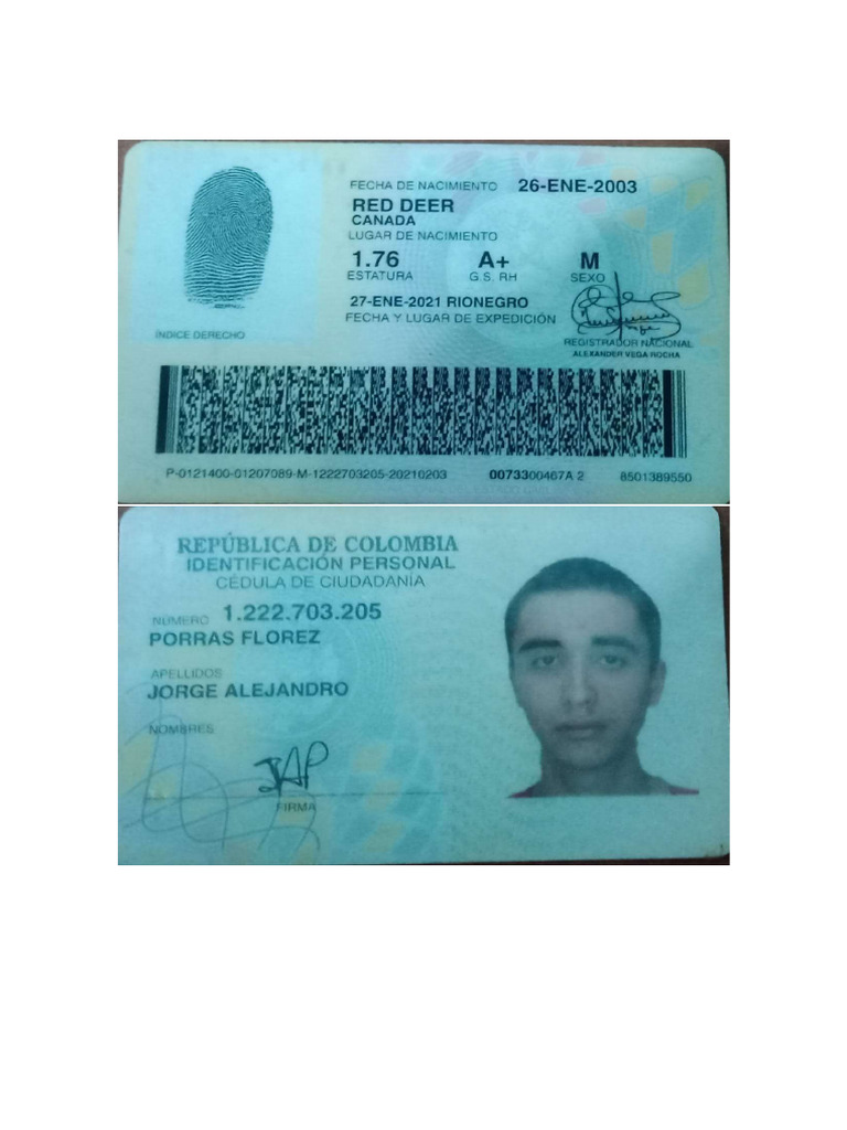 Cedula Jorge Alejandro Porras | PDF