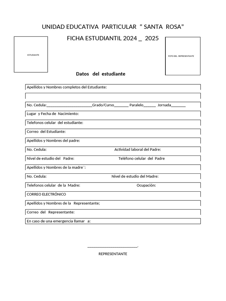Ficha de Datos Del Estudiante | PDF