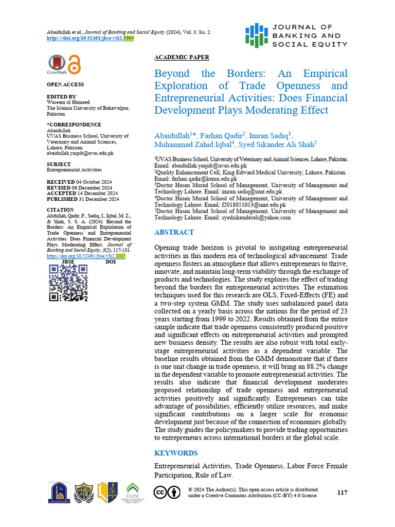 4-JBSE 3 (2) 2024 Beyond The Border Paper | PDF | Entrepreneurship ...