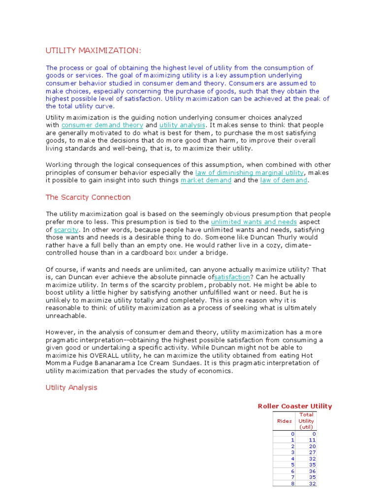Utility Maximization | PDF | Utility | Consumer Behaviour