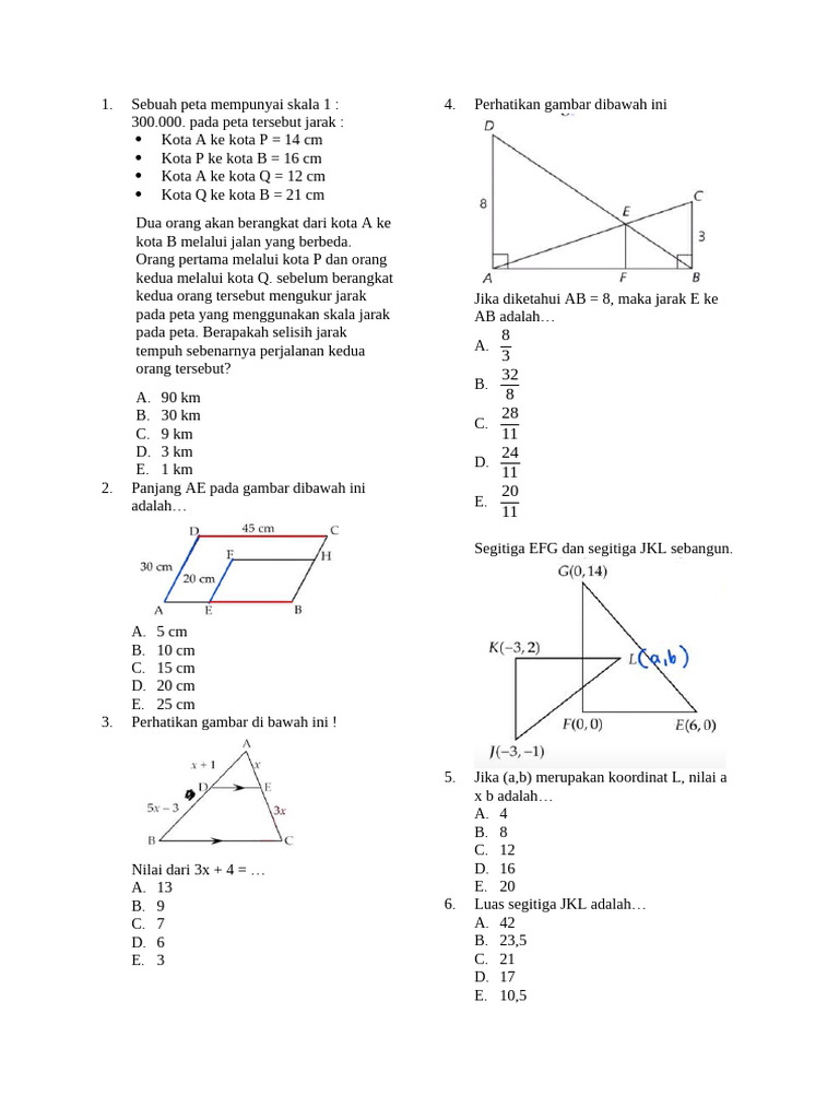 Soal Saja Kesebangunan | PDF